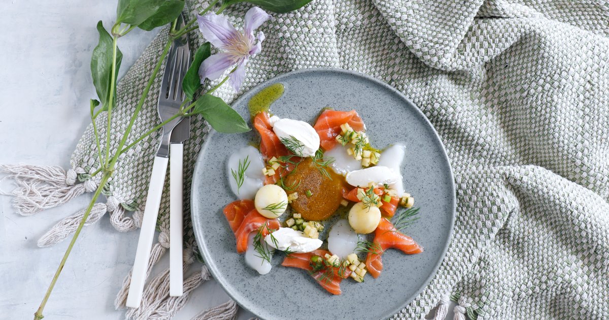 Lightly cured salmon and scallops with Snøfrisk®